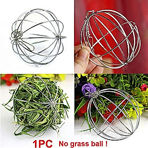 UXELY Metal Food-Ball, Guinea Pig Hay Feeder, 8/13cm Feed Ball for Rodents, Rabbit Grass Manger Holder Feeding Dispenser for Bunny, Stainless Steel Frame