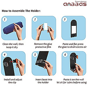 2IN1 Shaving Brush with Holder Set,Anbbas Synthetic Badger Brush with Wood Handle,Black ABS Wall Mounted Adjustable Shaving Stand for Most Wet Shave Brushes