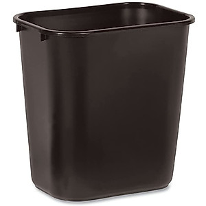 Rubbermaid Commercial 295600BK Deskside Plastic Wastebasket, Rectangular, 7 gal, Black (2)