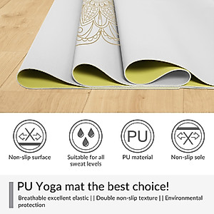 Cifupy Yoga Mat PU Travel Yoga Mat, Non Slip Exercise Mat with Carry Bag, All-Purpose Fitness Mat with High Density Anti-Tear Surface for Women, Ideal for Pilates Workout (72'' x 26'' x 1.5/5mm Thick)