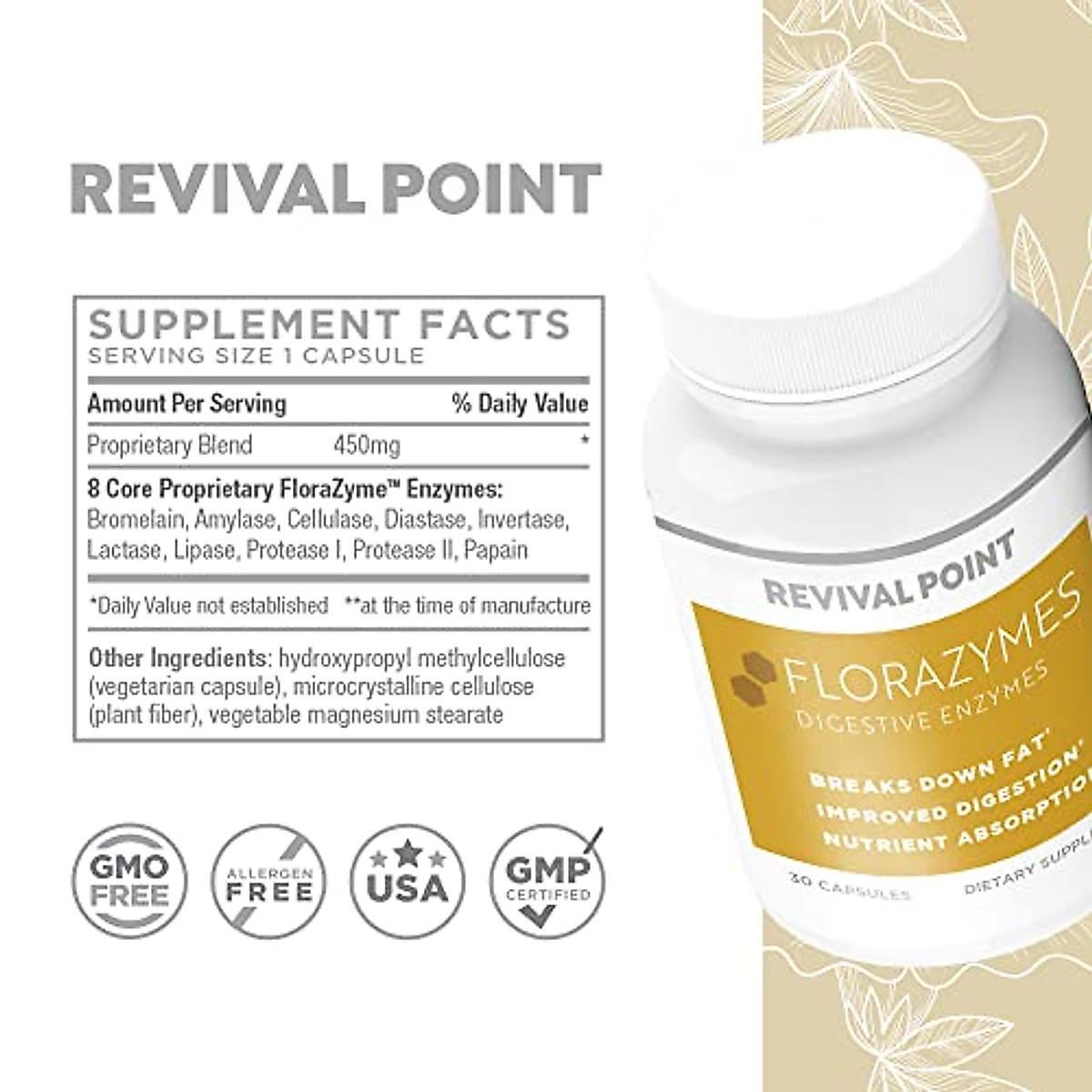 Premium Digestive Enzymes Digestion for Women & Men Pancreatic Enzymes & Proteolytic Enzymes – Proprietary Blend w/Eight Core Enzymes Including Papaya Enzymes, Bromelain & Lactase