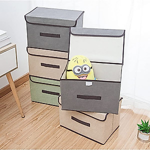 TorSor 2 Pack Foldable Storage Box Closet Organizer Bin Collapsible Bags Cubes Container Baskets Container Cover with Lids Handle for Home Bedroom Laundry Underwear Toys Office