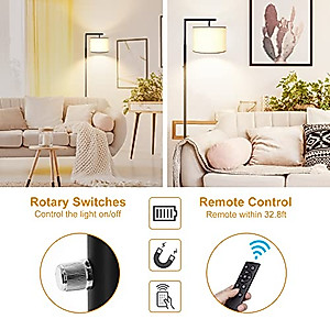 Deeak Floor lamp,Stepless Brightness &4 Color Temperature Modern Standing Shade Led Floor Lamp with Remote & Rotary Control for Living Room,Office and Bedroom(9W LED Bulb Inclued),Black