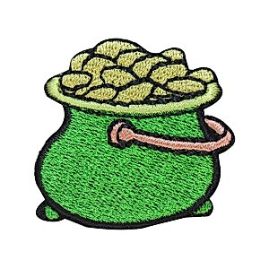 ID 3313A Pot of Gold Patch ST Patrick's Day Coins Embroidered Iron On Applique