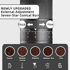 Upgraded Manual Coffee Grinder, External Adjustable Setting, Hand Grinder with 7-star CNC Stainless Steel Conical Burr, Double Bearing Positioning for Full Coffee Flavor, Best Gift for Coffee Lover