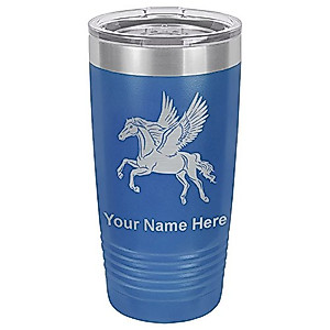 LaserGram 20oz Vacuum Insulated Tumbler Mug, Pegasus, Personalized Engraving Included (Dark Blue)