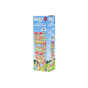 Bluey Tumbling Tower – 54 Colorful Wooden Blocks – Fun Family Game – FSC Certified for Children 3 Years and Up