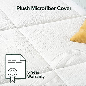 Zinus 4 Inch Green Tea Pressure Relief Memory Foam Mattress Topper/Zoned Airflow Comfort Foam/Cover Included/CertiPUR-US Certified, Short Queen, White