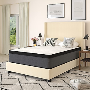 Merrick Lane Lofton 13" Euro Top Hybrid Mattress - Full Size - Individually Wrapped Pocket Springs - Certi-PUR US Certified Foam - Ships Compressed in a Box