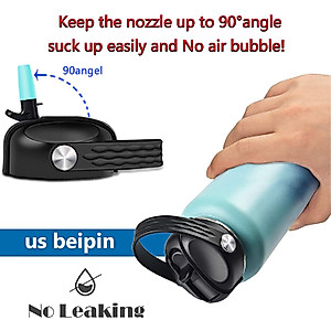 Straw Lid for Hydroflask Wide Mouth Water Bottle - Fits 12/16/18/20/32/40 oz Bottle - Comes with Replaceable Nozzles, Straws, and Cleaning Accessories