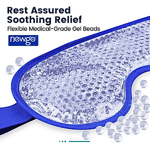 NEWGO Cooling Eye Mask for Puffy Eyes, Cold Eye Mask Eye Ice Pack for After Eyes Surgery, Tension Stress Relief, Itchy Eyes, Headaches, Dark Circles - Navy Blue