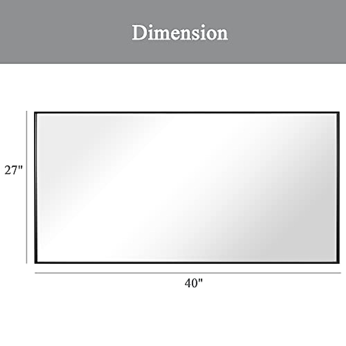 Bonverre 27 x 40 Inch Rectangle Wall Mirror, Aluminum Frame Rectangular Mirror for Bathroom, Vanity, Bedroom, Living Room, Entryway, Wall Mounted Horizontal or Vertical, Black