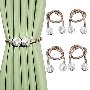 BZLSFHZ 4Pcs Pearl Magnetic Curtain Clip Curtains Holder Tieback Buckle Hanging Ball Buckle Tie Back Curtain Accessories