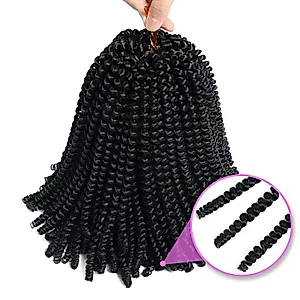 7 Packs Spring Twist Hair 8 Inch Fluffy Spring Twist Crochet Braiding Hair Bomb Twist Spring Crochet Hair for Black Women Hair Extensions 15 Strands 55g/Pack(8 inch, 1B)