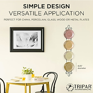 TRIPAR Augusta 4 Tier Vertical Black Plate Rack for Collectible Plates, Plaques, Dishes, & China