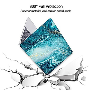 MAITTAO MacBook Air 13 Inch Case 2020 2019 2018 Release Model A1932 A2179 A2337 M1, Durable Hard Case Cover with Laptop Sleeve & Keyboard Cover for Mac Air 13.3 with Retina Touch ID, Marble Blue