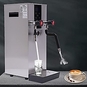 SHATUOA 12L Commercial Steam Water Boiling Machine, 4 in 1 Espresso Coffee Machine with 360° Water Valve, LED Screen Display Electric Milk Foam Machine for Bakery, Tea Restaurant
