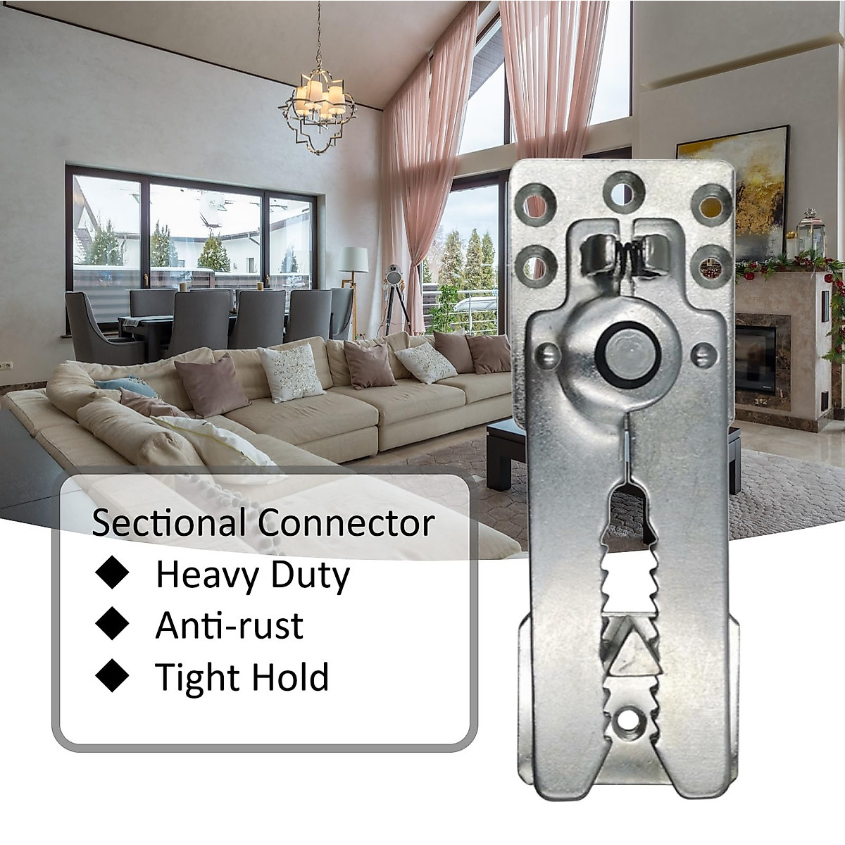 Merrian Living Sectional Couch Connectors, 2 Pack Couch Clips, Sofa Connectors, Furniture Hardware with Screws.