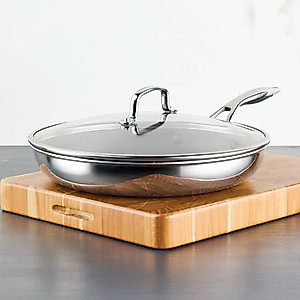 Circulon C1 Series Clad Stainless Steel with ScratchDefense Technology Cookware Nonstick Induction Frying Pan/Skillet with Lid, Metal Utensil Safe, 12.5 Inch Fry Pan - Polished Stainless Steel