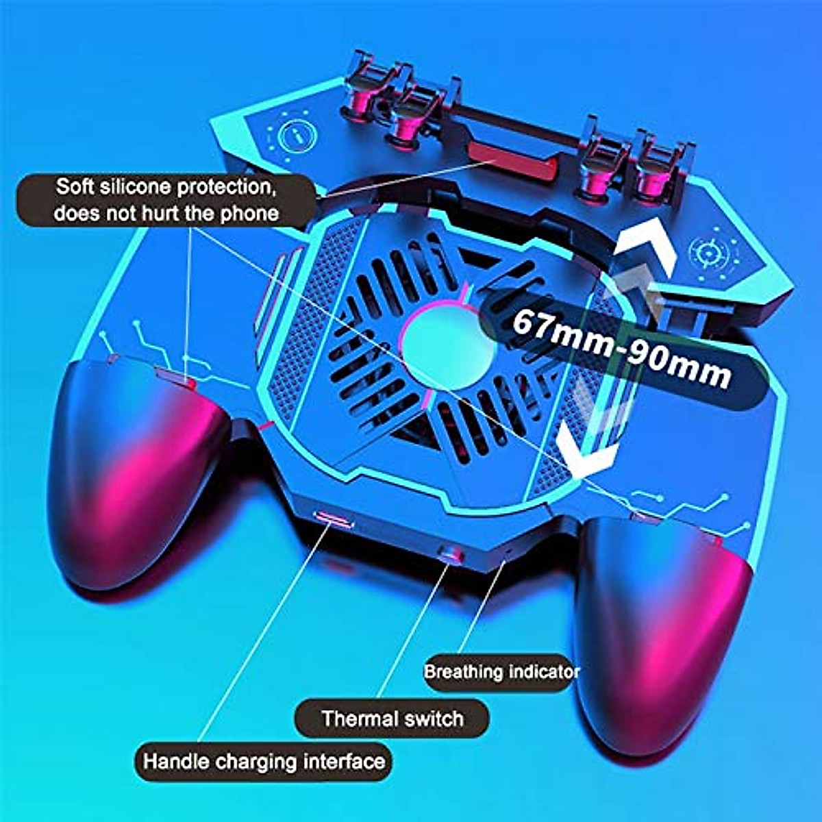 Sweden JYXDKD New PUBG Gamepad Grip With Portable Charger Cooling Fan for PUBG Mobile Controller Six Finger L1R1 Game Trigger Joystick