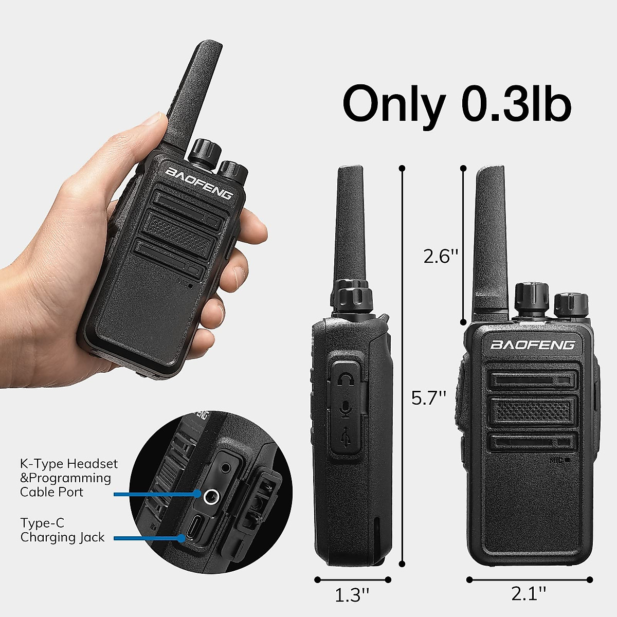 BAOFENG GT-68 Walkie Talkies for Adults, Long Range Two Way Radios, 1500mAh Battery with USB Charging, Portable Rechargeable Walky Talky, for Road Trip Hiking Family (4 Pack)