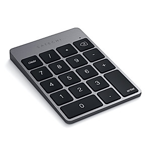 Satechi Slim Aluminum Bluetooth Wireless Keypad 18-Key Numpad Keyboard Extension – for iMac Pro, iMac, Mac Mini, MacBook Pro/Air, Windows, PC, Laptop and More - Space Gray