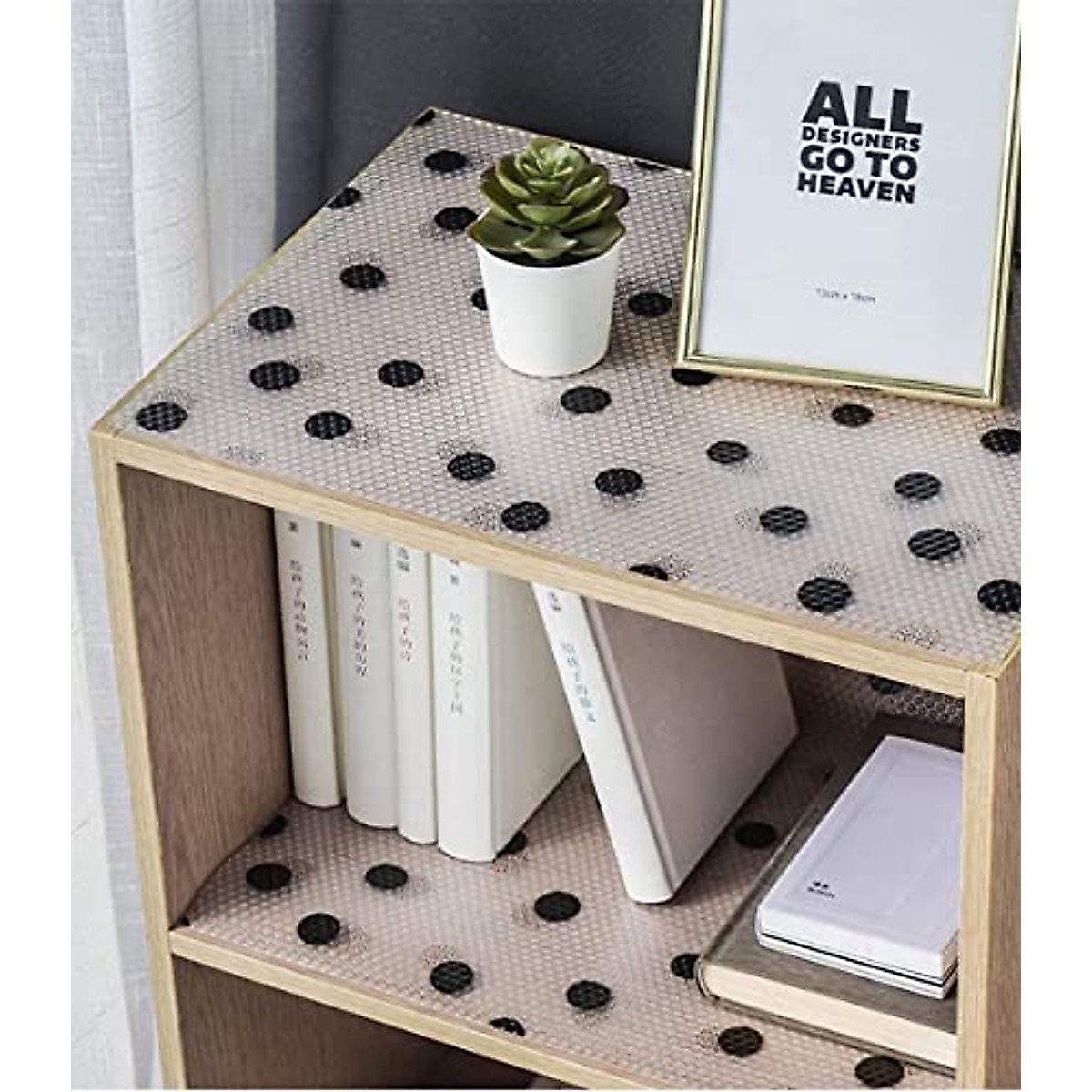 Shelf Liner for Kitchen Cabinets Non-Adhesive Polka Dot Drawer Liner Non-Slip Refrigerator Liner Waterproof Fridge Pad Cupboard Mat Easy Placemats, Ideal for Wire Pantry Bathroom, 17.7"× 47.2"