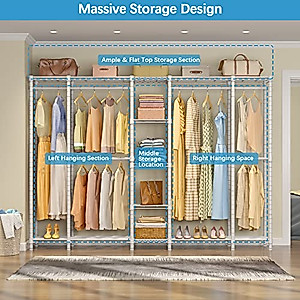 VIPEK Wire Garment Rack Heavy Duty Clothes Rack, Large Portable Wardrobe Rack Freestanding Clothing Rack Clothes Storage Organizer Closet for Bedroom, 89.8" Lx15.7 Wx76.4 H, Max Load 1300lbs, White