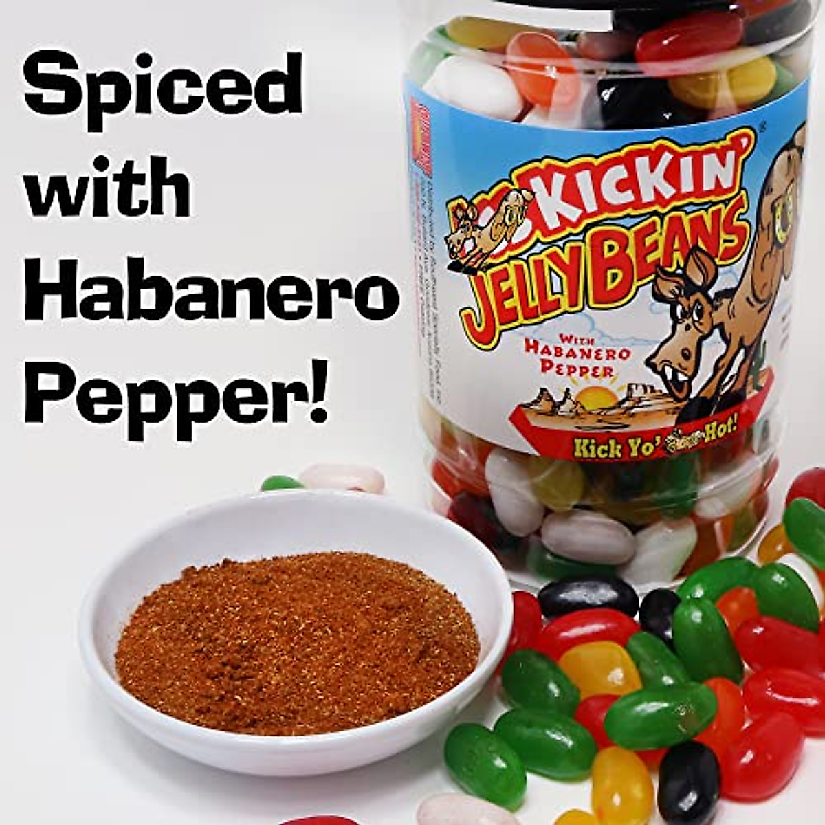 ASS KICKIN’ Hot and Spicy Jellybeans with Habanero Pepper - 9 Oz Resealable Jar - Great for Easter Candy or a Spicy Food Challenge - Try the Gourmet Spicy Jelly Beans Candy