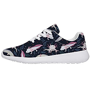 vogiant Womens Tennis Shoes Casual Lightweight Sneaker Soft Comfortable Running Shoes Axolotl Print,US Size 10 Women/8.5 Men Black