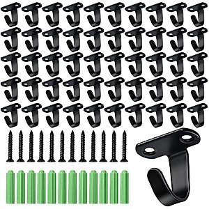 Aemygo 50 Pack Stainless Steel Screw Mounted Ceiling Hooks, Under-Shelf Towel/Robe Clothes Hook Heavy Duty Coat Hook Hanger for Bathroom Kitchen Cabinet Garage