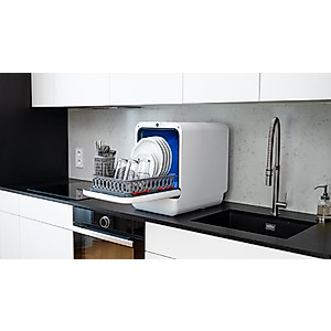 Daan Tech Bob the Mini Dishwasher - Portable Countertop Dishwasher Machine with 1 Gallon Water Tank - Quiet Low Noise, Large Capacity Dish Basket - Easy to Use, 7 Wash Settings