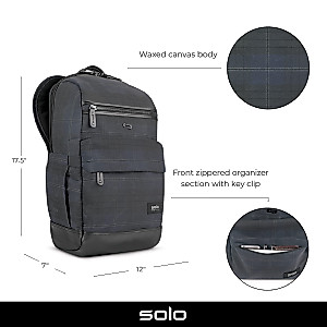 Solo New York Highland Boyd Laptop Backpack, Navy/Black Plaid