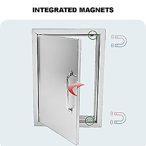 Karpevta Outdoor Kitchen Door 17" W X 24" H BBQ Single Access Door Stainless Steel Wall Construction Vertical Door for Outdoor Kitchen Grilling Station or Commercial BBQ Island