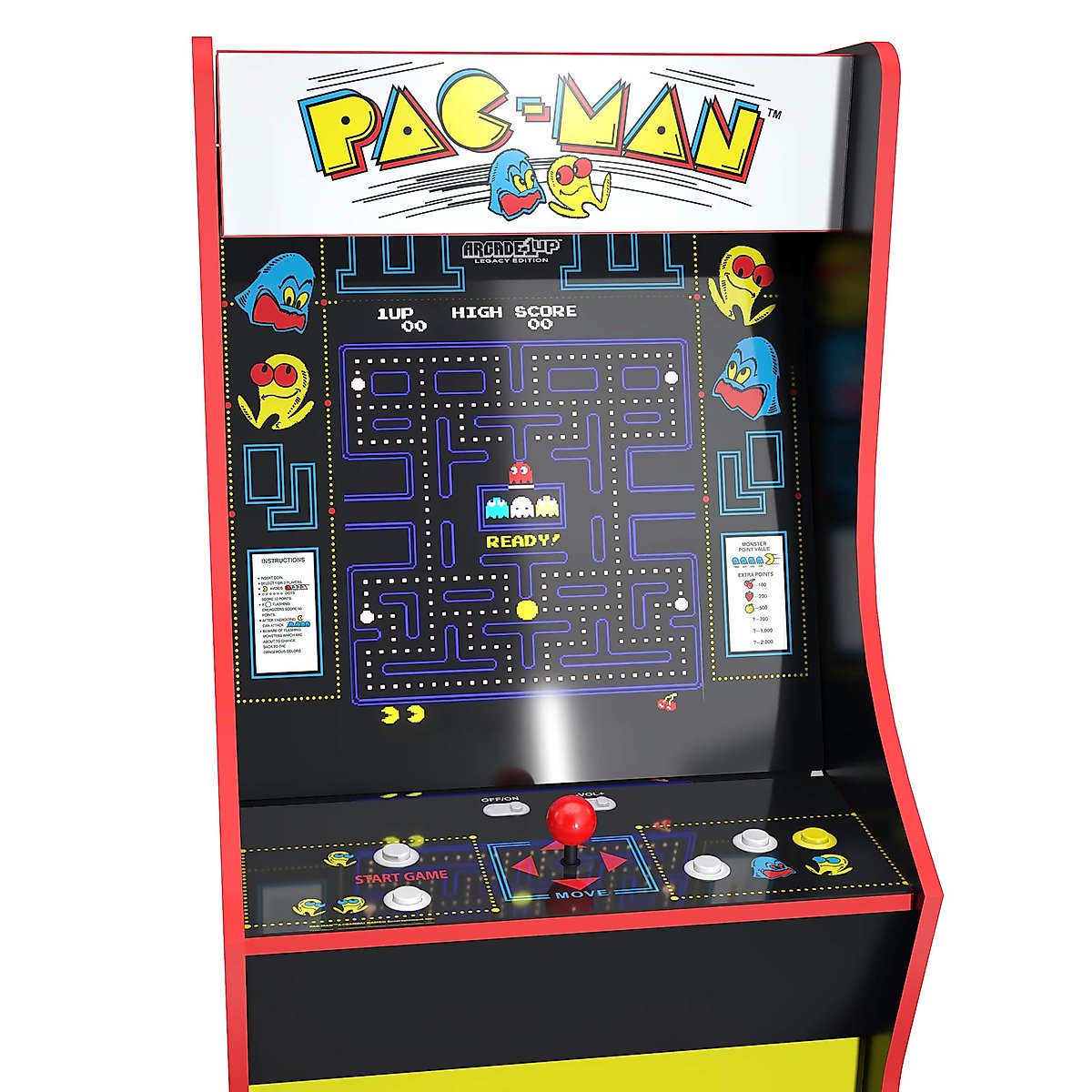 Arcade1UpBandai Namco Entertainment Legacy Edition Arcade Machine, 4-Foot —12-in-1 Pac-Man Arcade Game Machine for Home, 17” Color LCD Screen —Includes Custom Arcade Game Riserand Light-Up Marquee