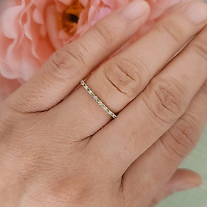 Dazzlingrock Collection Alternate Round Peridot & Diamond Stackable Wedding Band for Women in 14K White Gold Size 5.5