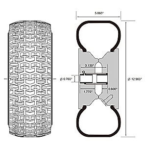 2 Pack 13x5.00-6 Lawn Tractor Pneumatic wheel,Wheelbarrow tire Turf Tread,3.13" hub length with steel rim,Flange ID 0.76''