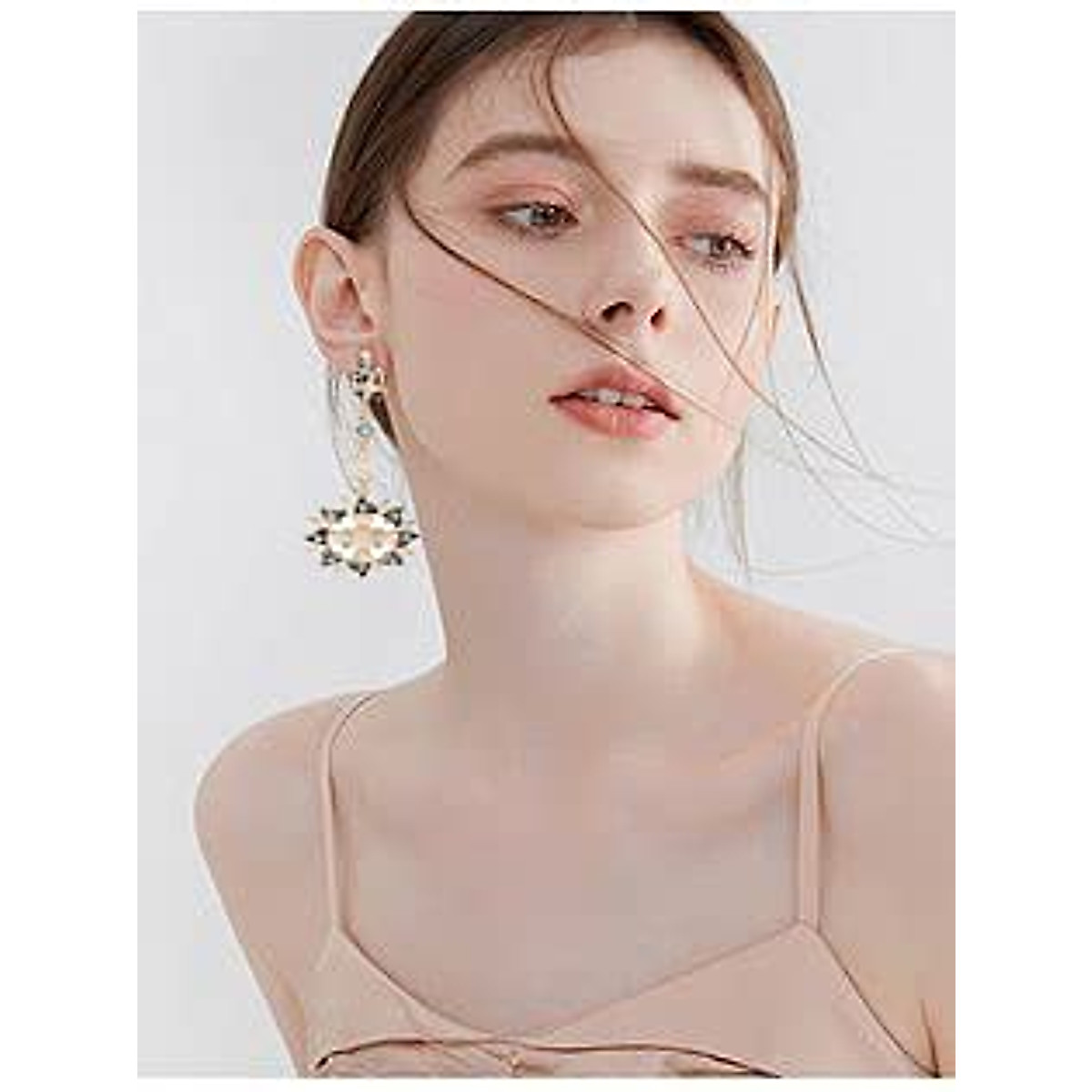 Vintage Opal Sun and Moon Planet Earrings Long Bohemian Tassel Cresent Moon Drop Earring Mother's Day Gift Earrings for Women Girls