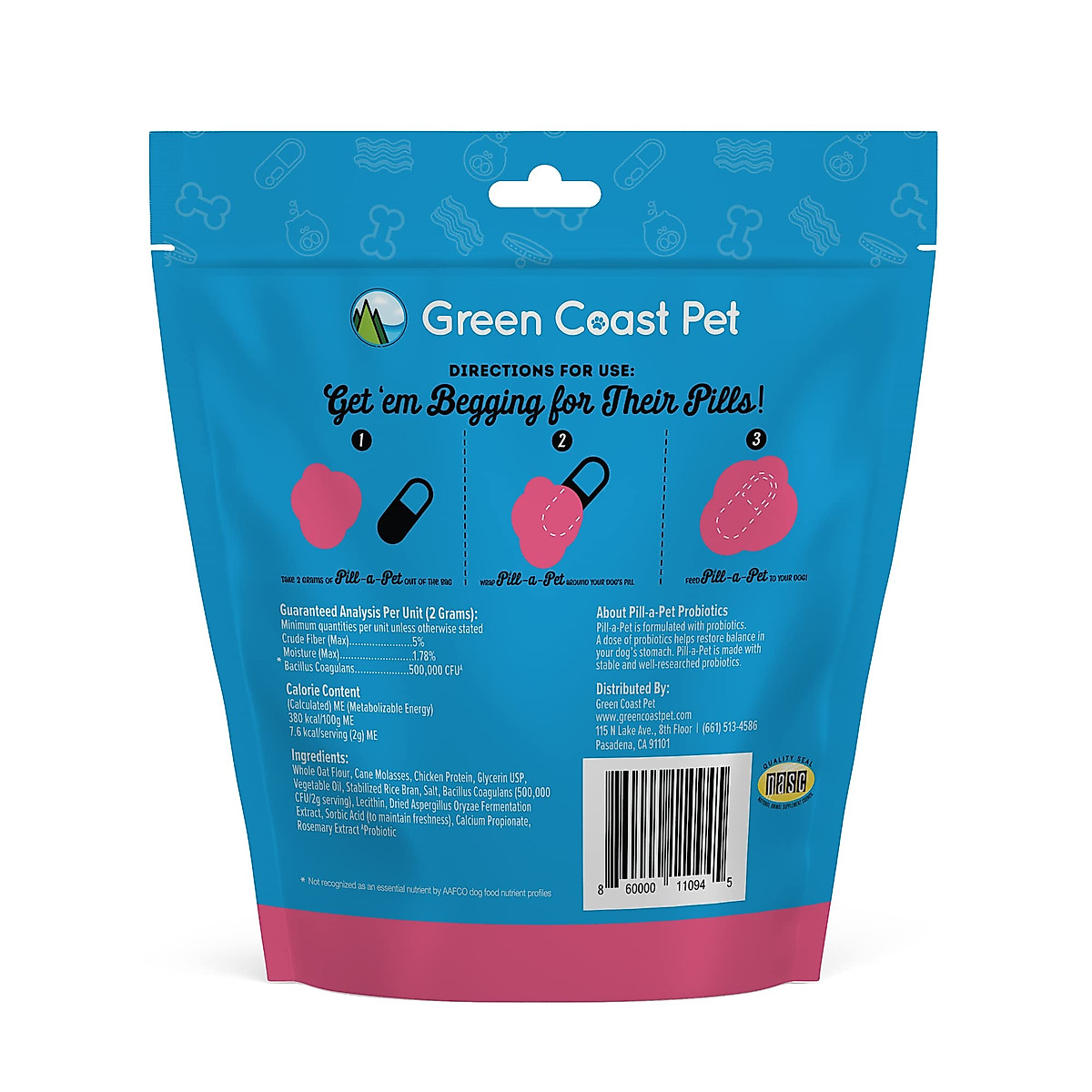 Green Coast Pet Pill-a-Pet Pill Wrap for Dogs Bacon Flavor | Made in USA | Probiotics | 60 Wraps
