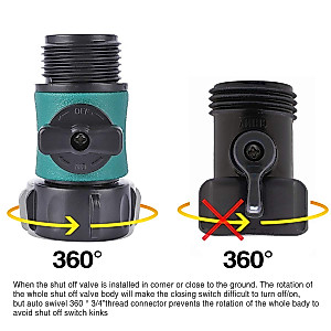 JUSONEY Shut Off Valve, Water Hose Turn Off Valve Garden Hose Connector Set with Rubber Gaskets (12PCS)+Leak-Free Ball Valve (6PCS) Standard 3/4" Thread