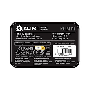 KLIM F1 USB C Earphones + New Version + Excellent Audio Quality + Durable USB C Headphones with Microphone + 5-Year Warranty + Wired USB C Earbuds Compatible Huawei Sony Samsung Headphones Type C