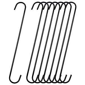 Bercoor 8 Pack 11.8 inch Extra Large S Hooks Black Heavy Duty Plant Hanging Hooks Long S Shaped Extension Hooks for Kitchenware, Pots, Utensils, Plants, Wardrobe, Gardening Tools, Clothes