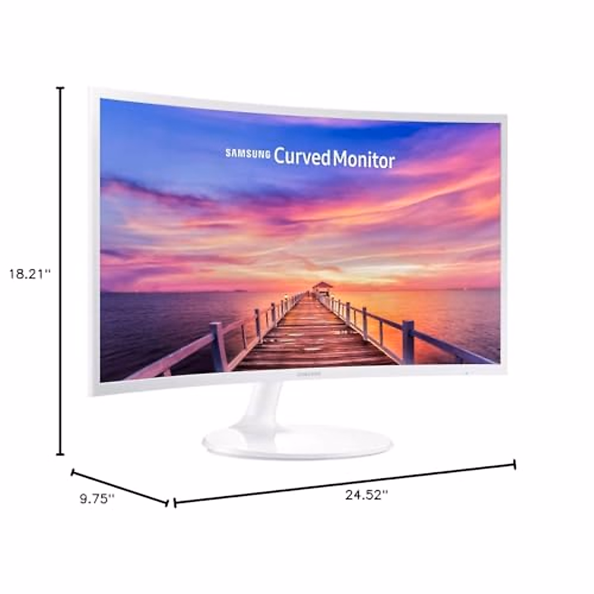 Samsung 2020 LC27F391FHNXZA 27 Inch FHD (1920 x 1080) Curved LED Monitor, HDMI, VGA, AMD Radeon FreeSync, White + NexiGo 4K HDMI Cable Bundle