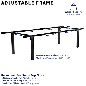 VIVO 4-Leg Dual Motor Electric Stand Up Desk Frame for Height Adjustable Workstation, Frame Only, Memory Control, Holds Extra Large Table Tops up to 130 x 60 inches and 352 lbs, Black, DESK-E-400B