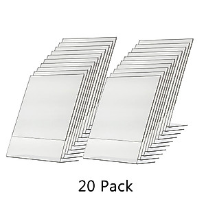20 Pack Acrylic Sign Holder for 8.5" x 11" Literature Clear Slanted Plexiglass Countertop Graphic Image Side Load Display for Retail Stores Hotels Offices and Restaurants by Marketing Holders