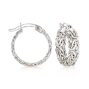 Ross-Simons Sterling Silver Small Byzantine Hoop Earrings