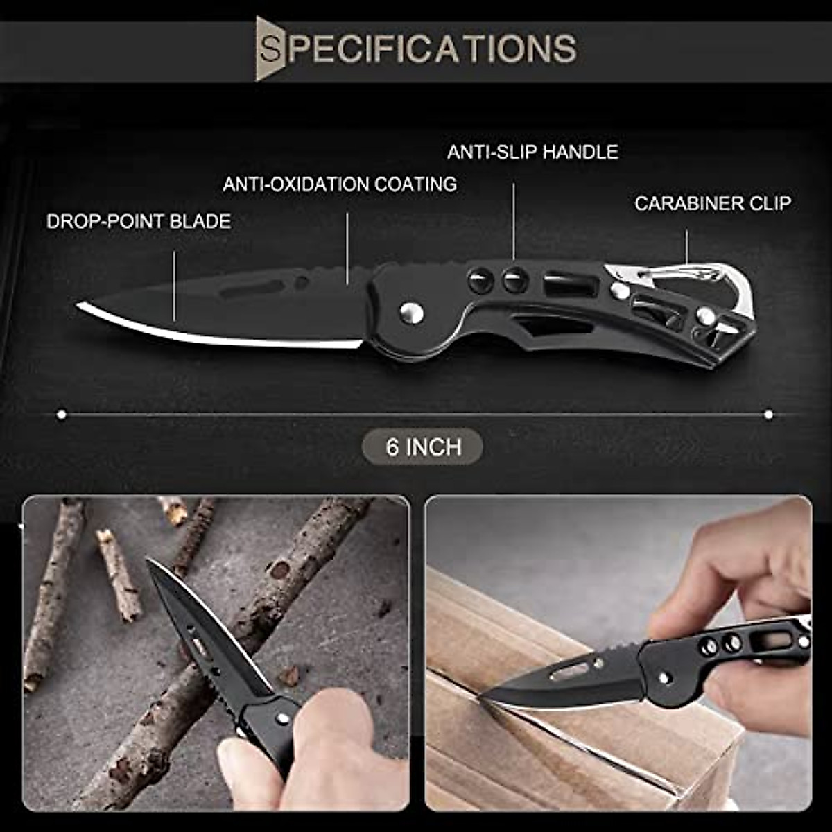 QZL EDC Pocket Knife for Men, Small Folding Keychain Knife with clip, Stainless Steel Knife Box Cutter for Women, Pocket Knives for Outdoor Camping Hiking, Mens Gift