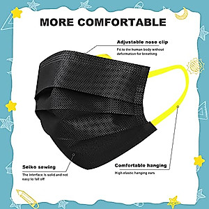 Sheal Kids 100PCS Individually Packaged Black with Colorful Elastic Earloops Disposable Face Masks Perfect Size for Children ( 4-12 Years)