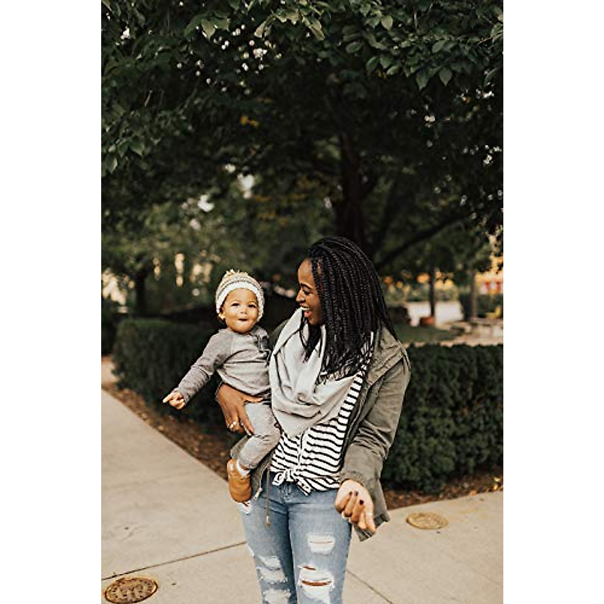 First and ONLY Multi-Use Nursing Cover You Don't Need to Hold Up to See in Breathable with 360 Coverage, Breastfeeding Scarf, Canopy, Car Seat Cover, Poncho (Latte Stone Grey) infineni by nenikanopi