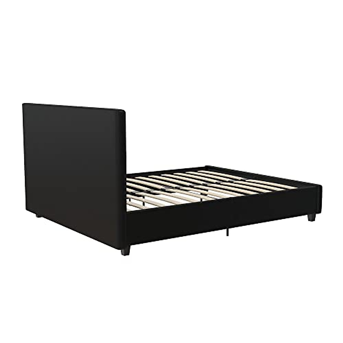 DHP Dakota Upholstered Platform Bed with Diamond Button Tufted Headboard and Footboard, No Box Spring Needed, Queen, Black Faux Leather
